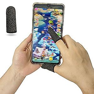 ABALDI Gaming Finger Sleeves for Mobile Game Controllers Highly Conductive 100% Silver Thread Durable 24-Needle Weave for Pubg Fortnine(Black 6 PCS)