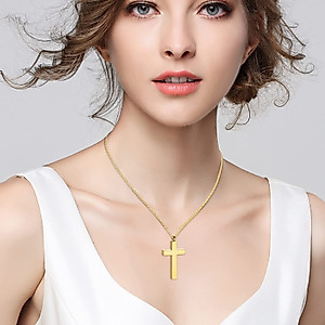 Dletay Cremation Necklace for Ashes Stainless Steel Cross Pendant Urn Necklace Memorial Keepsake Jewelry for Men Women(Gold)