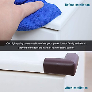 uxcell 4 Pack Foam Furniture Table Desk Edge Cover Pads Protectors Corner Cushions Bumper Guards Brown