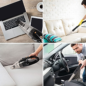 QYBEEDE Cordless Handheld Vacuum, 8000pa USB 120W Mini Car Vacuum with Led Light Cleaner Dry/Wet Powerful Suction Vacuum Rechargeable Portable Cleaner for Home, Kitchen, Pet Hair, Office