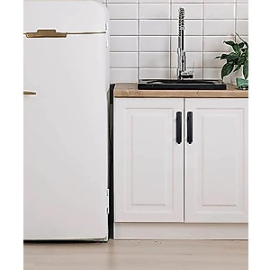 RVPEKUPE Adhesive Cabinet Handles Adhesive Door Handle Self Stick Drawer Pulls Stick on Handles for Cabinets Sliding Shower Door Handle, Peel and Stick Cabinet Pull - 6", 2 Pack, Black