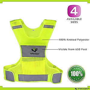 Reflective Running Vest - 360° High Visibility Yellow Safety Vest with Adjustable Side Closure and Inside Pocket - Medium