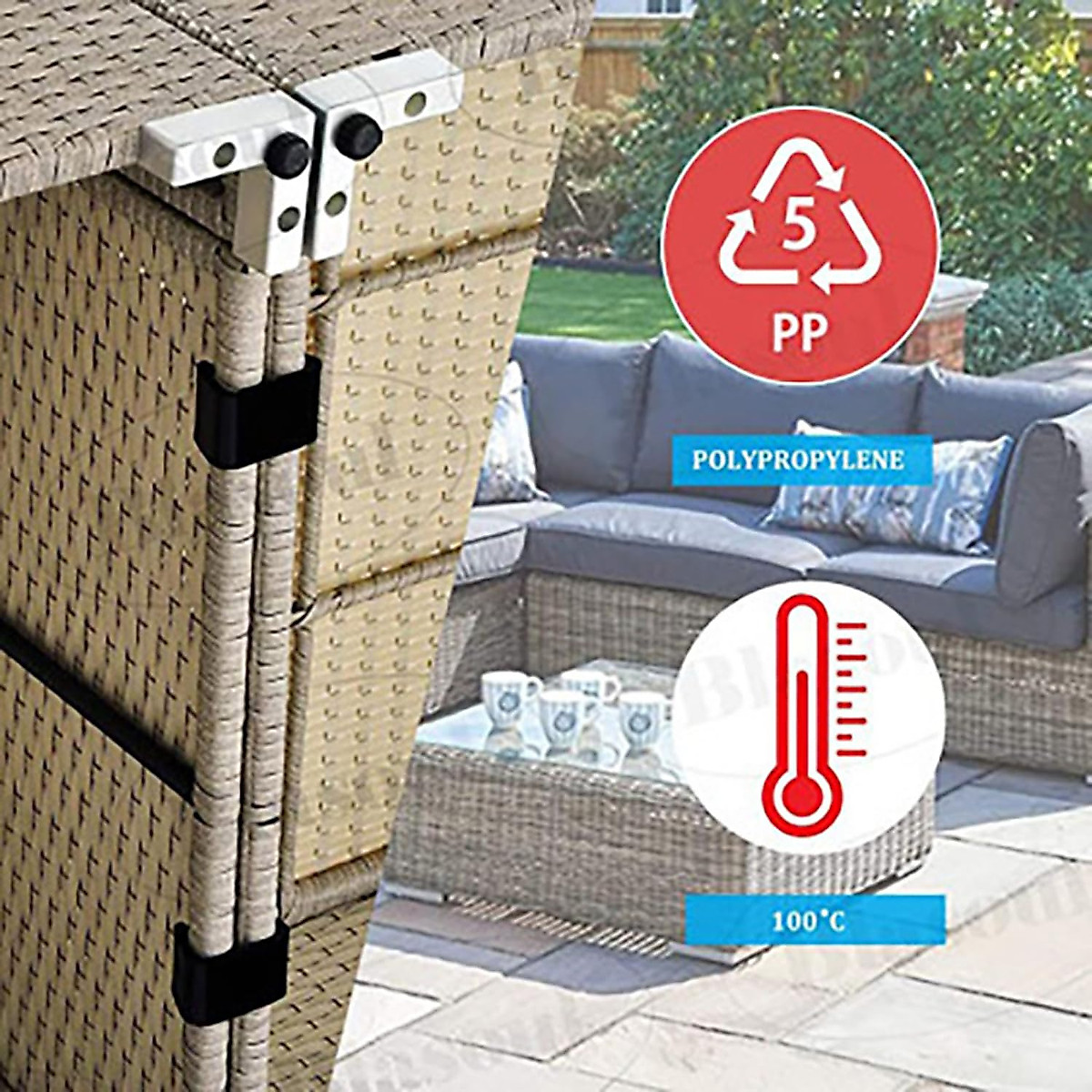 Maxmoral 4PCS 5.25CM/2Inch Wicker Chair Fastener Outdoor Furniture Clamp Black Patio Sofa Clamp Suitable for Fixing Combination Patio Furniture Sofa and Balcony Chair