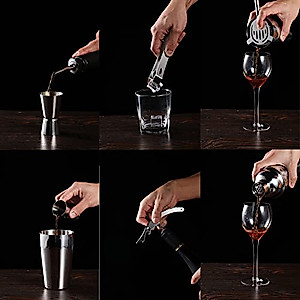 ProCattle 13 Piece Cocktail Shaker Set with Bamboo Stand, Stainless Steel Mixology Bartender Kit and Recipes, Bar Tools Set, Gifts for Men Dad Grandpa, Home Party, Bar Party, Travel - 25 OZ (750ml)