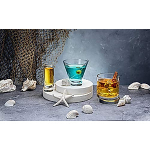 JoyJolt Aqua Vitae Martini Glass Set of 2. Crystal Glassware, Round Drinking Glasses with Off Set Base. Stemless Cocktail Glasses and Dessert Glasses. Unique Christmas Gifts