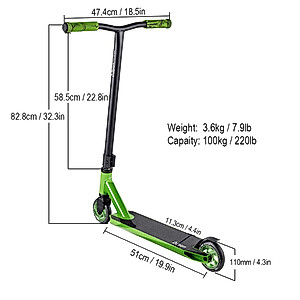 Albott Pro Scooters Trick Scooter - Freestyle 110mm Aluminium Core Wheels & ABEC-9 Stunt Scooters for Kids 8 Years and Up Entry Level Scooter for Beginner Boys Girls Teens Adults (Green)