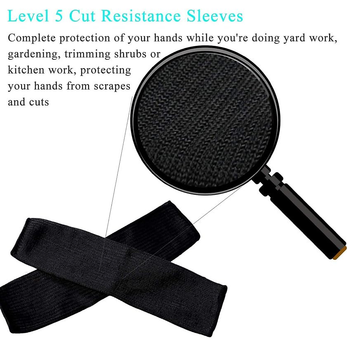 CAWANFLY Protective Arm Sleeves, Cut Heat Resistant Arm Protectors Anti Abrasion Safety Armband for Garden Kitchen Work 1 Pair, 15.7" (Black,Medium)