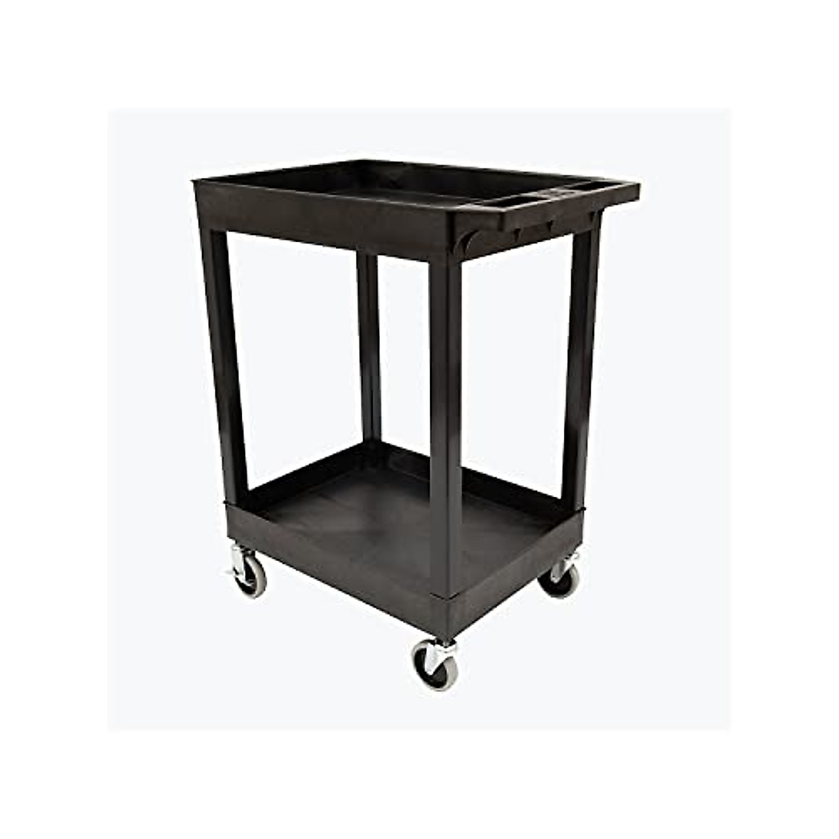 LUXOR SEC11-B 24" x 18" Plastic Utility Tub Cart - Two Shelf-Black