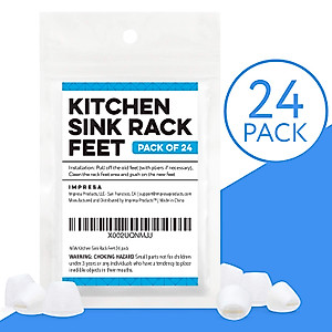 IMPRESA [24 Pack] Kitchen Sink Rack Feet in White, Replacement for Kohler Rack Feet for Part 84544-0 Compatible with Kohler Kitchen Sink Racks, Premium Quality Durable Feet for Long Lasting Stability