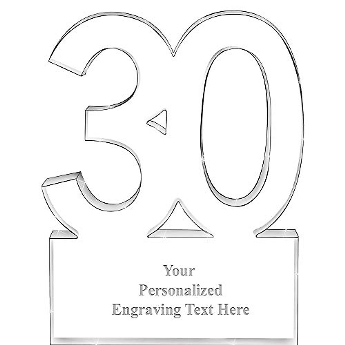 Crown Awards 6" 30 Year of Service Acrylic, Custom Engraved 30 Year of Service Trophy, Engraving Included, Prime