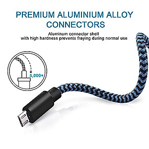 Micro USB Cable 3ft, 3Pack 3FT Nylon Braided High Speed Micro USB Charging and Sync Cables Android Charger Cord Compatible Samsung Galaxy S7 Edge/S6/S5/S4,Note 5/4/3,LG,Tablet and More(Blue)
