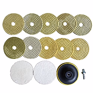 Diamond Polishing Pads 4 Inch 10 Packs 3/8"-11 Backer Pad Granite Polishing Kit Marble Polishing Kit Diamond Sanding Pads Granite Polishing Pads Concrete Polishing Pads Tile Polishing Pads For Grinder