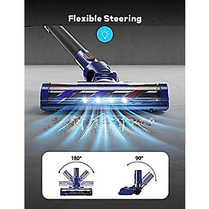 Voweek Cordless Vacuum Cleaner, 6 in 1 Lightweight Stick Vacuum Cleaner with 3 Power Modes, LED Display, Powerful Stick Vacuum Up to 45min Runtime, Vacuum Cleaner for Hardwood Floor Pet Hair Home Car