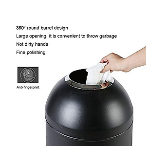 zxb-shop Garbage Can Open Top Dome Trash Can Commercial Metal Trash Can for Hotel Mall Cafes Trash Can (Color : Black, Size : 45L)