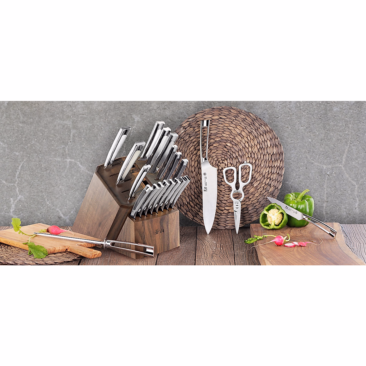 Cangshan N1 Series 1022377 23-Piece German Steel Forged Knife Block Set, Walnut Block