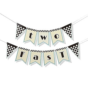 Two Fast Birthday Decorations - Two Fast Banner Racing Car Birthday Party Supplies 2nd Birthday Banner