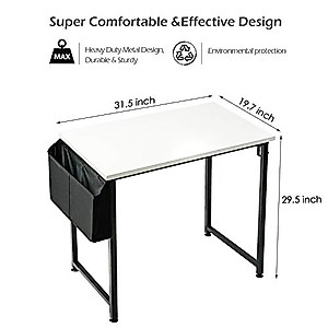 Lufeiya 31 31 inch Small Computer Desk Brown and White Set