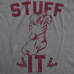 Mens Stuff It Tshirt Funny Christmas Stocking Holiday Party Graphic Novelty Tee (Dark Heather Grey) - S