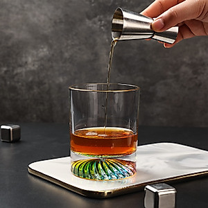 SALADAYS Colorful Old Fashioned Whiskey Glasses, 10oz Rocks Barware for Scotch, Bourbon, Liquor and Cocktail Drinks, Set of 2, Gift for Men