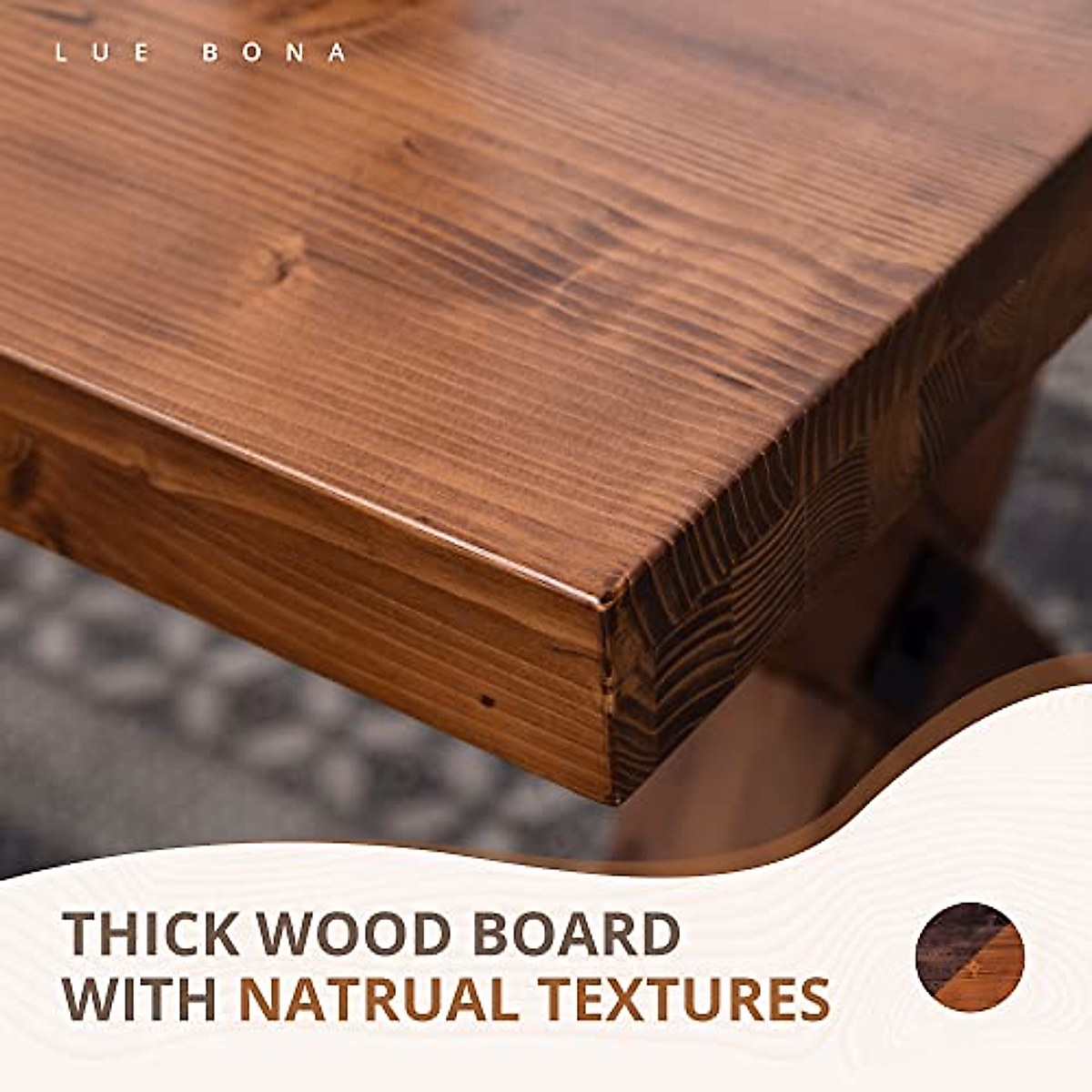 LUE BONA 71 inch Dining Table for 6-8, Solid Wood Farmhouse Kitchen Table with Natural Wood Grain, Heavy Duty Rectangular Kitchen Dining Table for Home and Dining Room, Light Brown