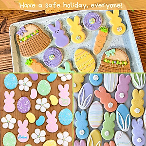 Crethinkaty 3 Pieces Bunny Cookie Cutter Set for Baking Easter Rabbit Shape with Soft PVC Edge Cookie/Pastry/Biscuit Cutter for Holiday