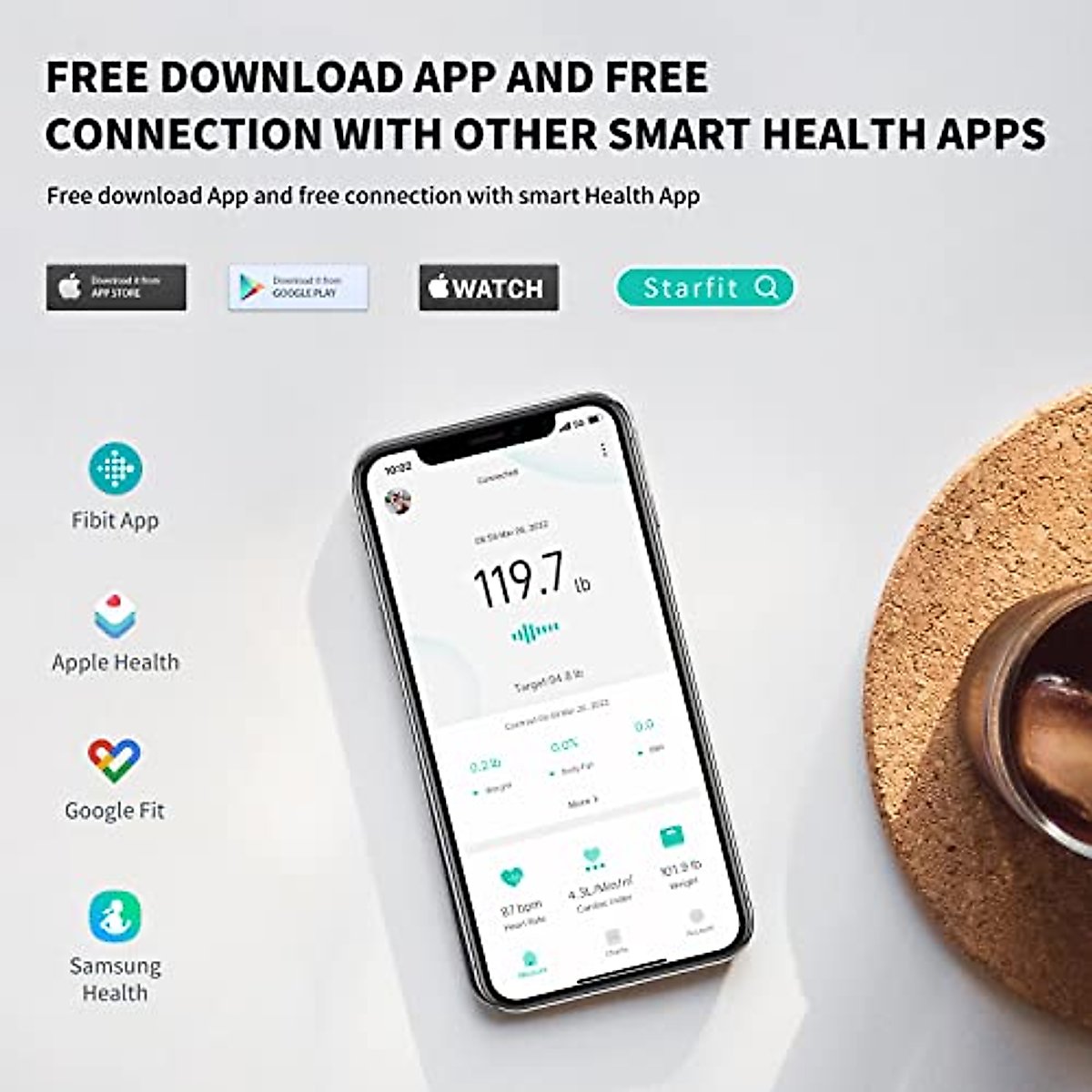 Body Fat Scale, Posture Extra Large Display Digital Bathroom Wireless Weight Scale Composition Analyzer with Heart Rate Heart Index & Body Shape Index with Free APP 400Lb Black