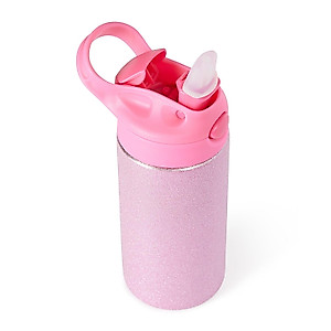 Packed Party 12 oz Stainless Steel Insulated Tumbler With Handle, Straw, Lid (Pink Glitter)