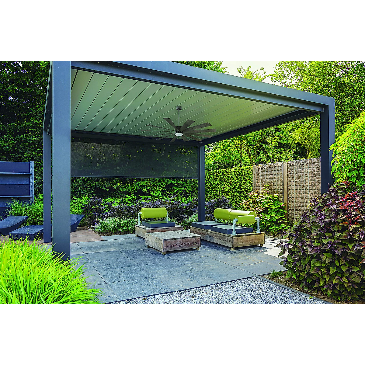 Windflower Smart Indoor and Outdoor 12-Blade Ceiling Fan 60in Matte Black Distressed Koa with 3000K LED Light Kit and Wall Control works with Alexa, Google Assistant, Samsung Things, and iOS or Android App