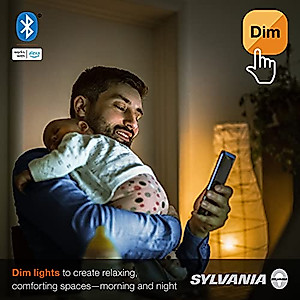 SYLVANIA Bluetooth Mesh LED Smart Light Bulb, One Touch Set Up, A19 60W Equivalent, E26, Soft White, Works with Alexa Only - 2 PK (75761)