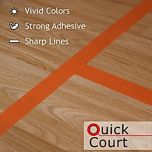 Quick Court Indoor Pickleball Court Tape, The Complete Pickleball Court Marking Kit - 2'' x 230FT, Pickleball Court Marking Tape with Instructions Included for Fast Court Marking (Orange)