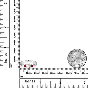 Gem Stone King 925 Sterling Silver Round Peach Morganite and Red Ruby Engagement Ring For Women (0.84 Cttw, Gemstone Birthstone, Available In Size 5, 6, 7, 8, 9)