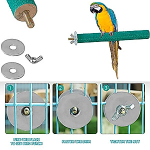 VECELA Parrot Toys, Bird Parrot Toys Set - Parrot Chewing Toys Knots Blocks, Parrot Mirror, Bird Perches - Bird Cage Toys for Budgies, Parakeets, Cockatiels, Conures, Lovebirds, Small or Medium Birds