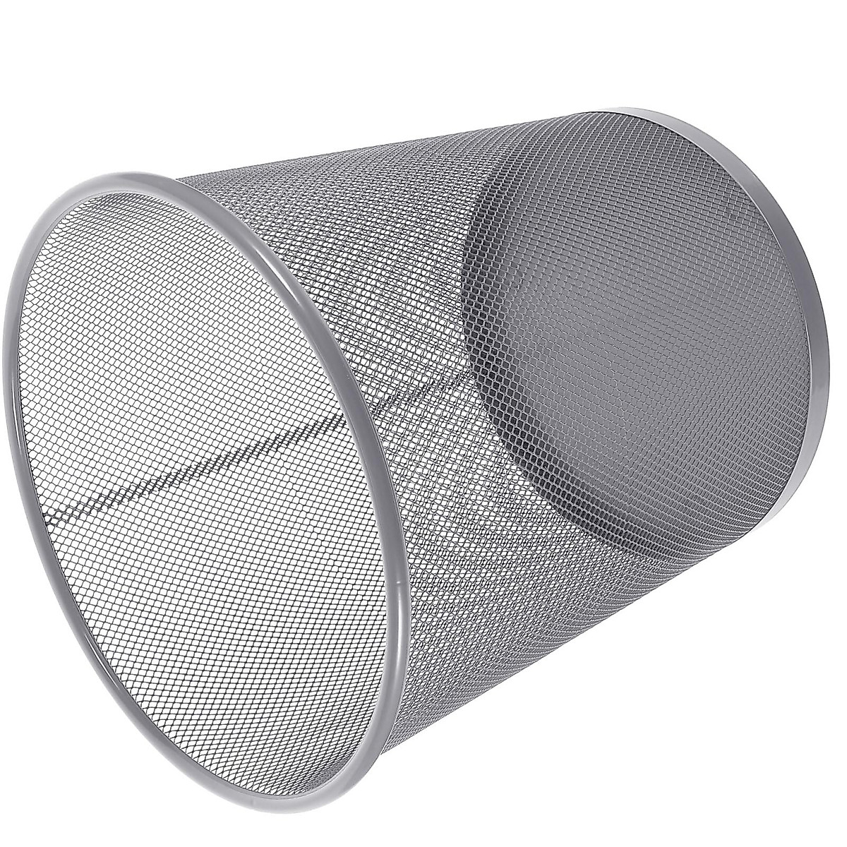 MAGICLULU Trashcan Circular Mesh Waste Paper Bin Round Trash Can Open Top Wastebasket Recycling Bins Garbage Can Waste Basket for Home Office Workspace Silver Metal Mesh Wastebasket