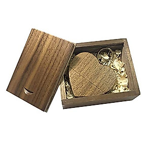 A Plus+ 10 PCS Eco Wooden USB Flash Drive 16GB Heart Shaped with Matching Box for Wedding Photography Valentine's Day