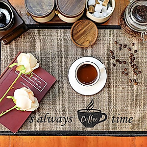 2 Pieces Coffee Bar Mat,Coffee Bar Accessories 20 x 14 Inch Coffee Bar Decoration Coffee Placemats for Coffee Machine, Coffee Bar, Countertops,Coffee Station Accessories (Coffee Time)