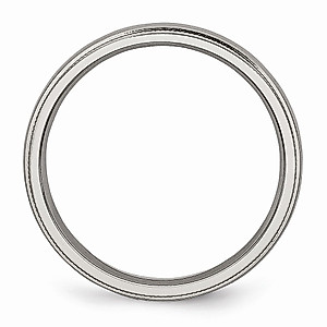 Sonia Jewels Size 5.5 - Titanium Grooved and Beaded Edge 4mm Polished Wedding Band