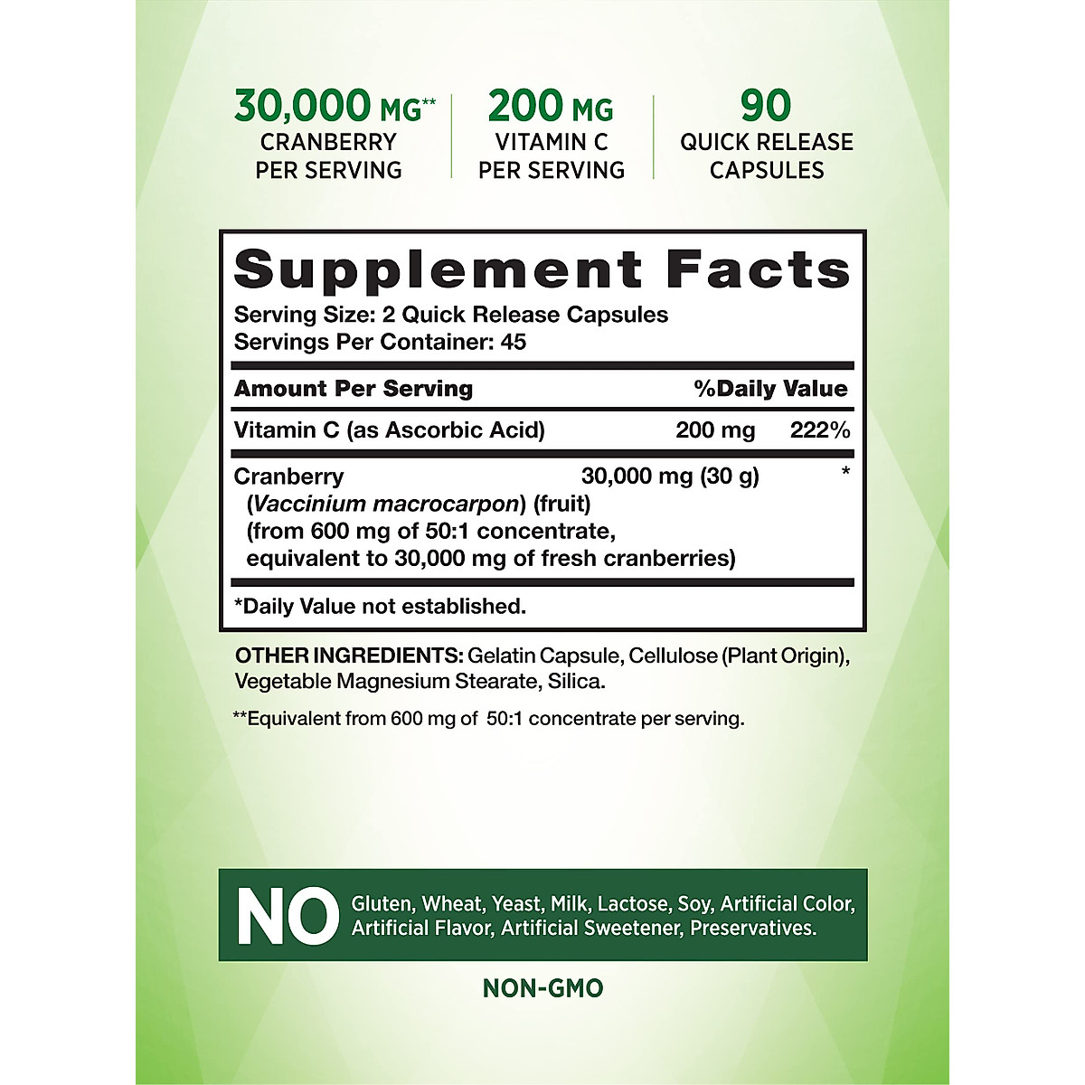 Cranberry Concentrate Capsules 30,000mg | Plus Vitamin C | Non-GMO & Gluten Free Supplement | Triple Strength Support Pills | by Nature's Truth