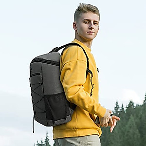 Haimont Cooler Backpack Insulated Waterproof Hiking Ice Chest Bag 24 Can Cooler Beer Leakproof Lunchbox for Beach Camping Fishing Picnic Outdoor, Grey