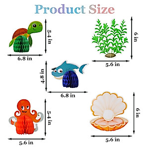 Zilphoba 9pcs Under the Sea Animal Decorations, Ocean Honeycomb Centerpiece for Themed Party Decorations, Table, Birthday, Beach, Baby Shower