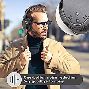 Srhythm NC35 Noise Cancelling Headphones Wireless Bluetooth 5.0, Fast Charge Over-Ear Lightweight Headset with Microphones,Mega Bass 50+ Hours’ Playtime