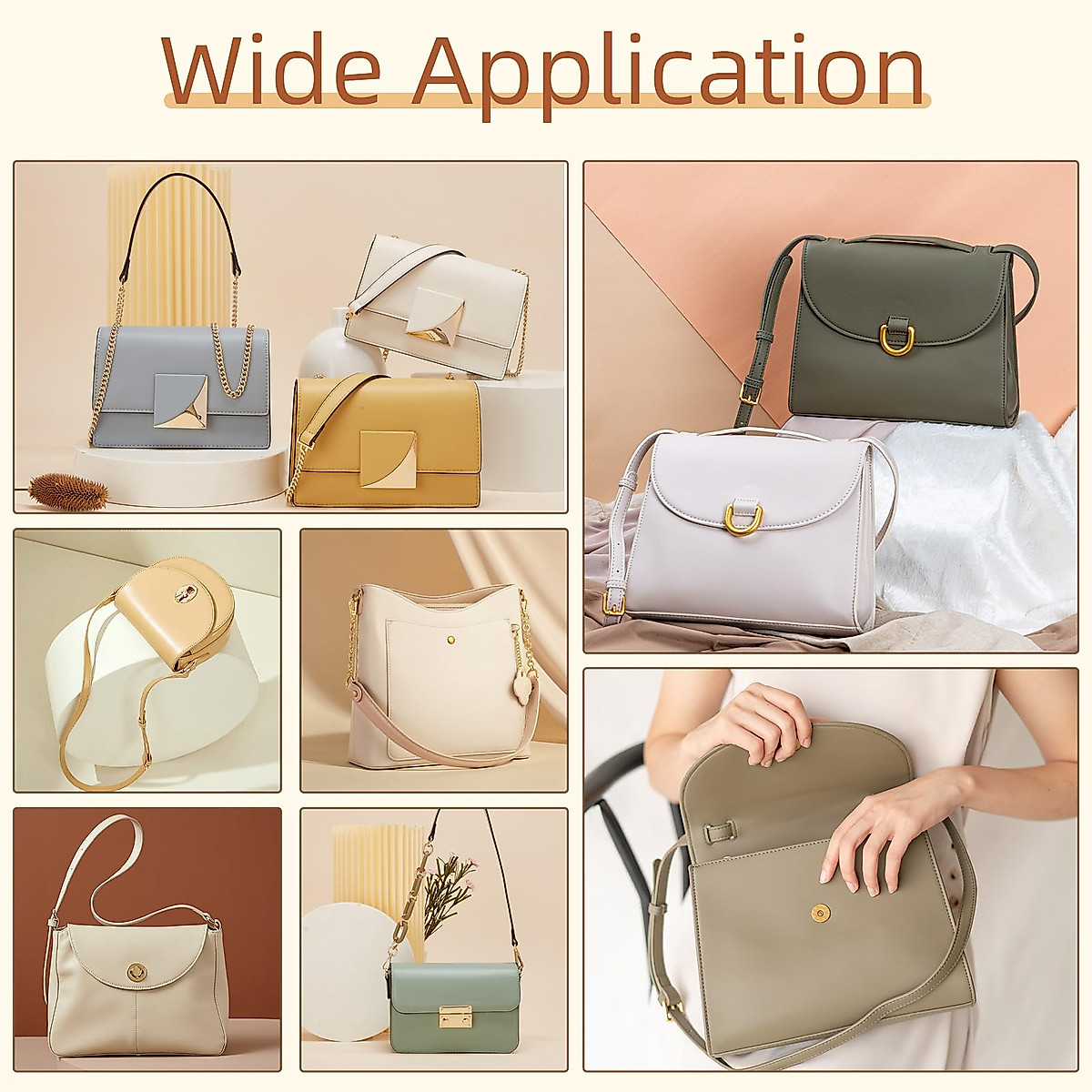 RAYNAG Adjustable Purse Strap Replacement Leather Handbag Shoulder Strap Replacement with Silver Metal Swivel Hooks, Black