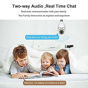 2 Pack Wireless WiFi Light Bulb 1080p Security Camera - 2.4GHz WiFi Smart 360 Camera for Indoor and Outdoor, Light Socket Camera with Real-time Motion Detection and Alerts, Night Vision