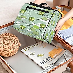 XMNYGJ Cute Dragonfly Frog Hanging Toiletry Bag for Men Women Travel Cosmetic Makeup Organizer Bag Water Resistant Large Portable Wash Case for Accessories, Toiletries, Cosmetics