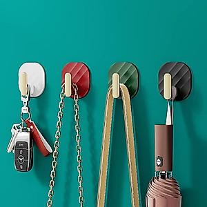 YISMAN 4 Packs Adhesive Wall Hooks, Waterproof Utility Hook Door Hanger, Bathroom Toilet Kitchen Office,Adhesive Heavy Duty Wall Hooks 10lb(Max)