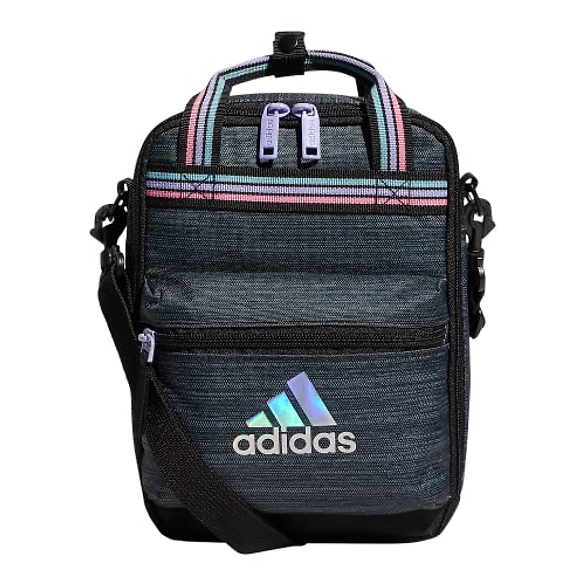 adidas Squad Insulated Lunch Bag (7L) Food Container Carry Box for Kids/Adults Discontinued, Two Tone Black/Snowglobe, One Size