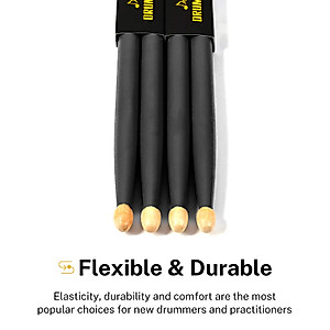 Donner Drum Sticks, 5A Drumsticks Classic Maple Wood Black Drumsticks With Storage Bag, 2 Pairs