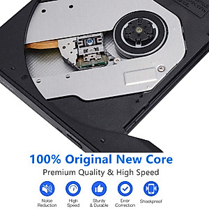 External CD/DVD Drive, USB 3.0 CD Player DVD Drive ROM +/-RW Optical Reader Writer Burner for Windows 10/8/7, Linux, Mac Laptop Desktop PC, MacBook Pro/ Air, iMac, Surface Pro (Black)