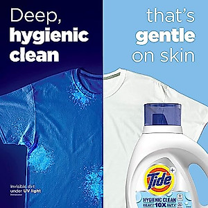 Tide Hygienic Clean Heavy Duty 10x Free Liquid Laundry Detergent, Unscented, 59 loads, 92 fl oz, HE Compatible