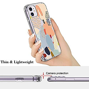 ICEDIO iPhone 11 Case with Screen Protector,Clear with Multi-Colored Painting Patterns for Girls Women,Shockproof Slim Fit TPU Cover Protective Phone Case for Apple iPhone 11 6.1 inch