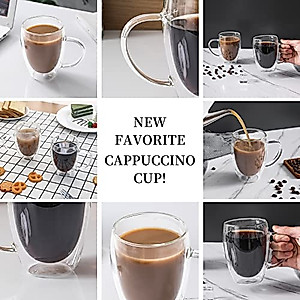 Douria Double Walled Glass Coffee Mugs, Clear Espresso Cups, Coffee tea Mugs Set, Iced Coffee Cup, Glass Mugs for Hot Beverages, Premium Glasses Set, Each 350ml (12Ounces./Set of 2)